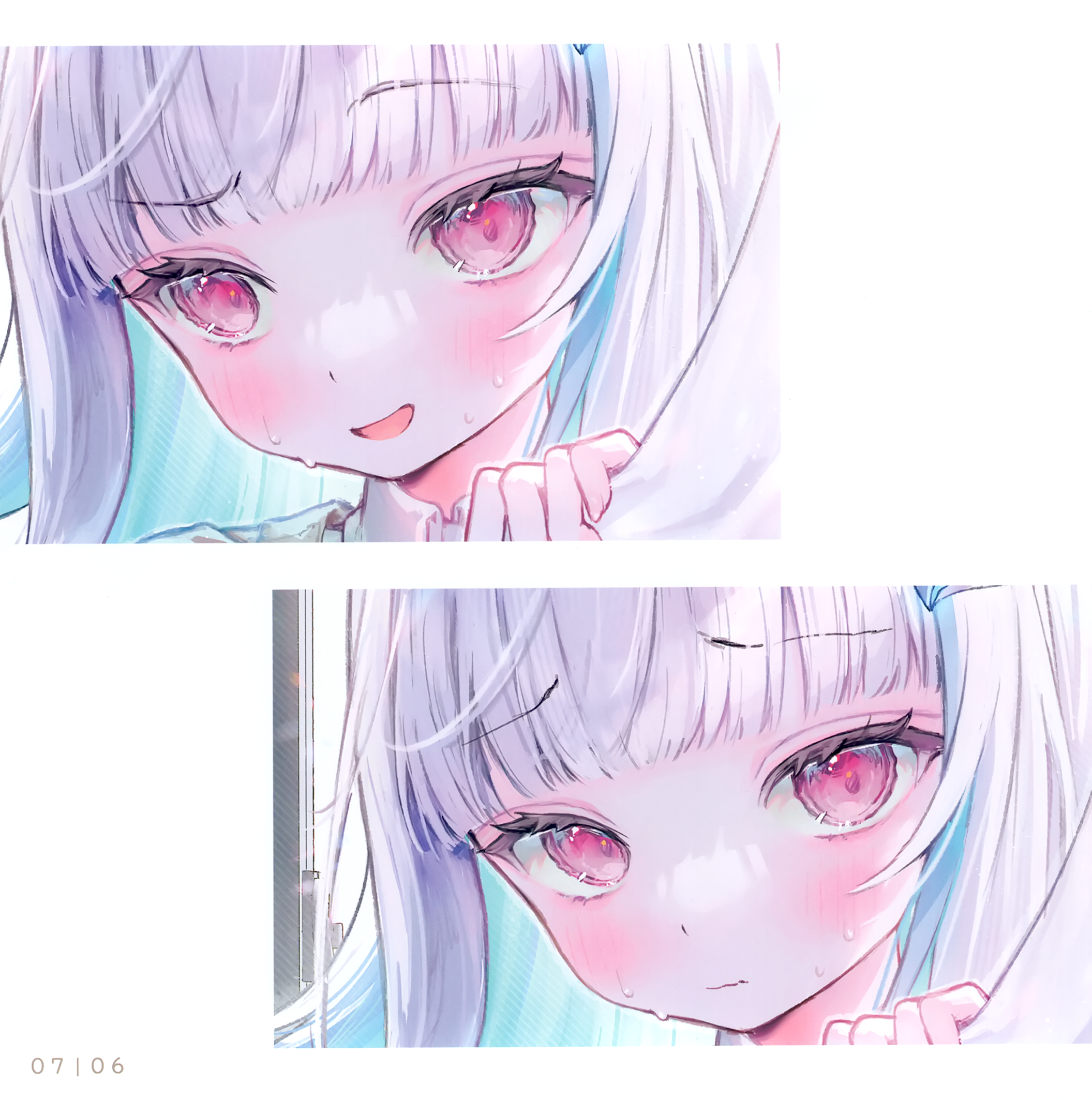 shiromi nimi (circle) shiromi nimi nijisanji lize helesta expression seifuku sweater wet ...